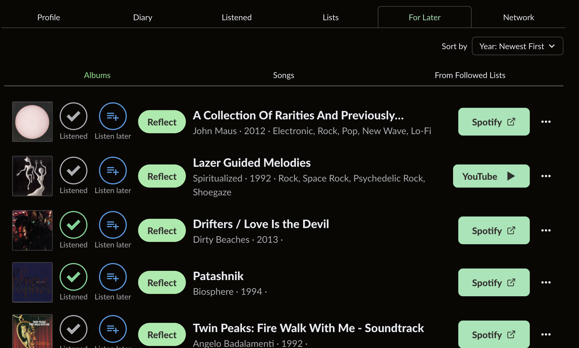 Browse popular music lists and check-off albums | iCheckMusic
